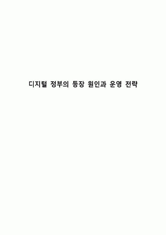 디지털 정부의 등장 원인과 운영 전략