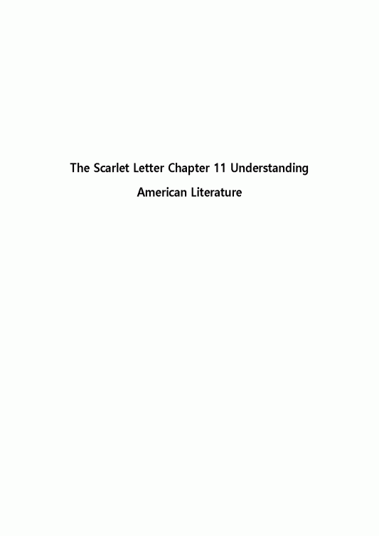 The Scarlet Letter Chapter 11 Understanding American Literature