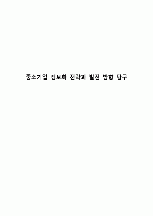 중소기업 정보화 전략과 발전 방향 탐구