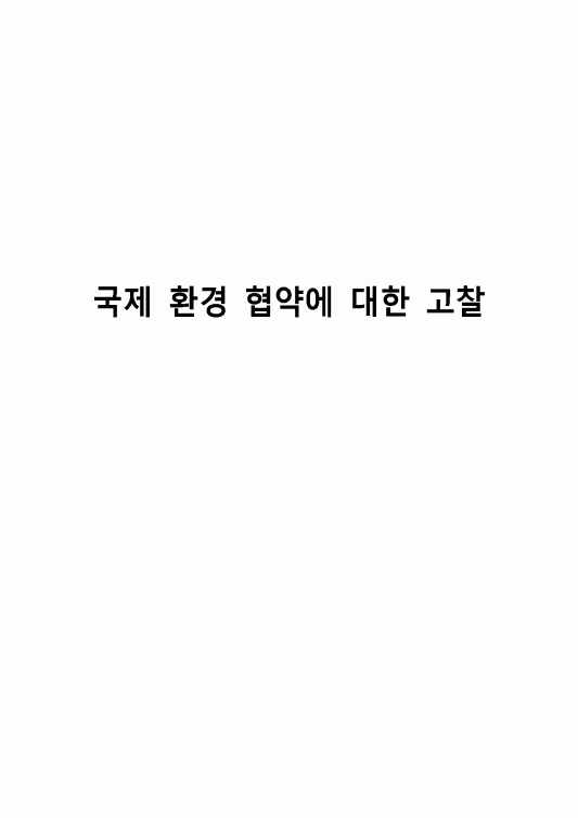국제 환경 협약에 대한 고찰