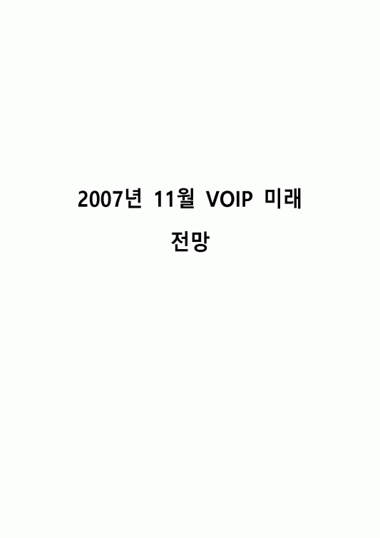 2007년 11월 VOIP 미래 전망