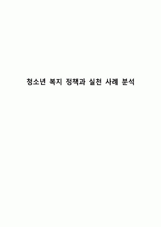 청소년 복지 정책과 실천 사례 분석