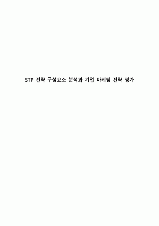 STP 전략 구성요소 분석과 기업 마케팅 전략 평가