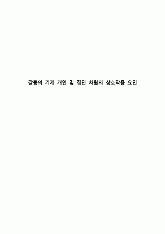 갈등의 기제 개인 및 집단 차원의 상호작용 요인