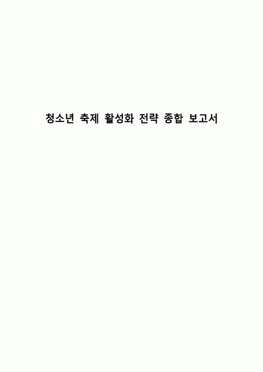청소년 축제 활성화 전략 종합 보고서