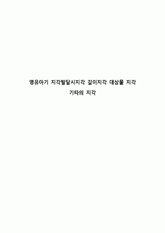 영유아기 지각발달시지각 깊이지각 대상물 지각 기타의 지각