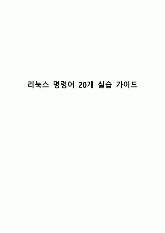 리눅스 명령어 20개 실습 가이드