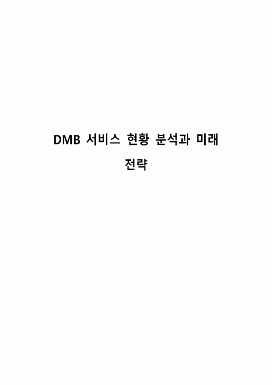 DMB 서비스 현황 분석과 미래 전략