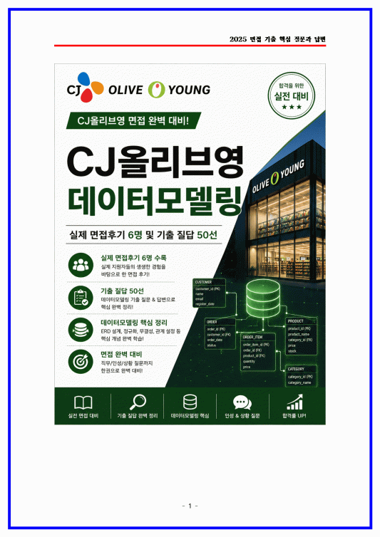 CJ올리브영 데이터모델링 실제 면접후기 6명 및 기출 질답50선