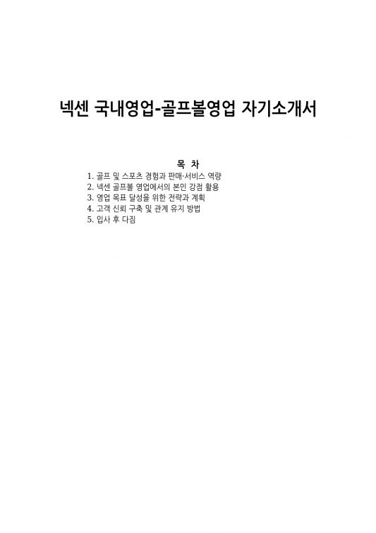 넥센 국내영업-골프볼영업 자기소개서