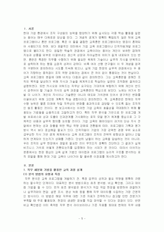인력개발과 활용-교육프로그램의 개발 및 평가에 대해 설명하시오