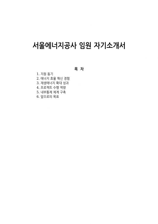 서울에너지공사 임원 자기소개서