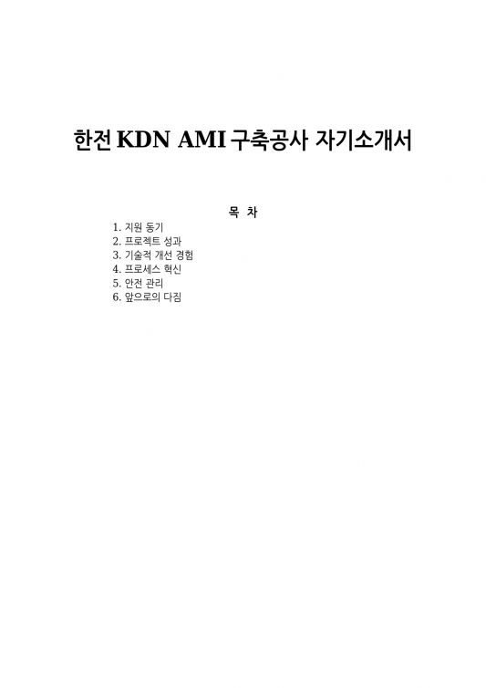 한전KDN AMI구축공사 자기소개서