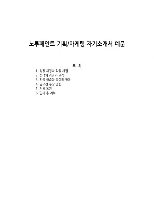 노루페인트 기획/마케팅 자기소개서 예문