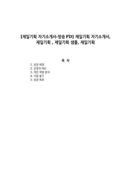 제일기획 자기소개서 방송PD