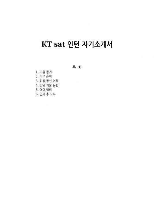 KT sat 인턴 자기소개서