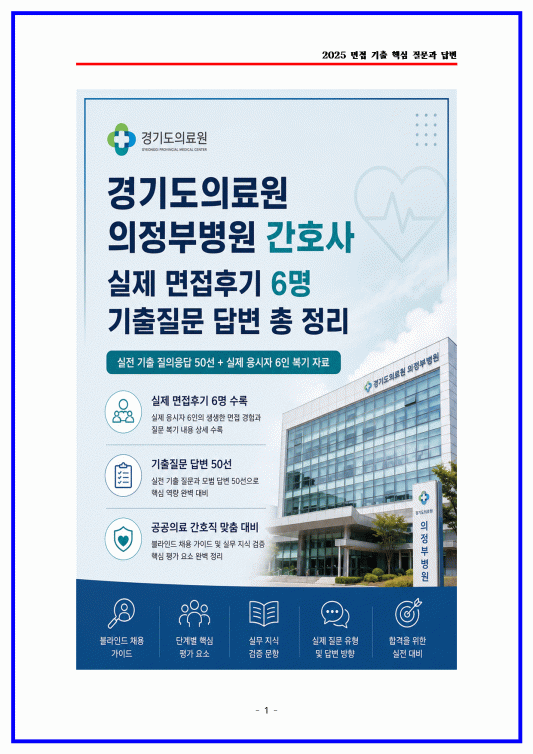 경기도의료원 의정부병원 간호사 실제 면접후기 6명 기출질문 답변 총 정리