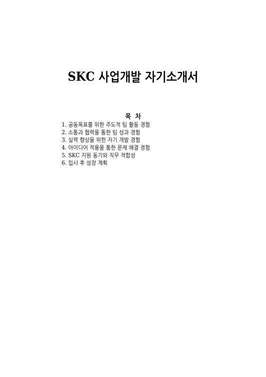 SKC 사업개발 자기소개서