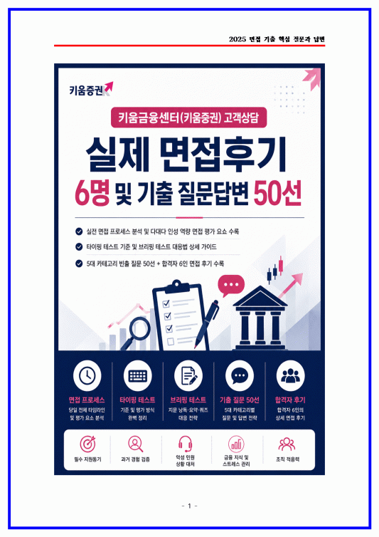 키움금융센터(키움증권) 고객상담 실제 면접후기 6명 및 기출 질문답변 50선