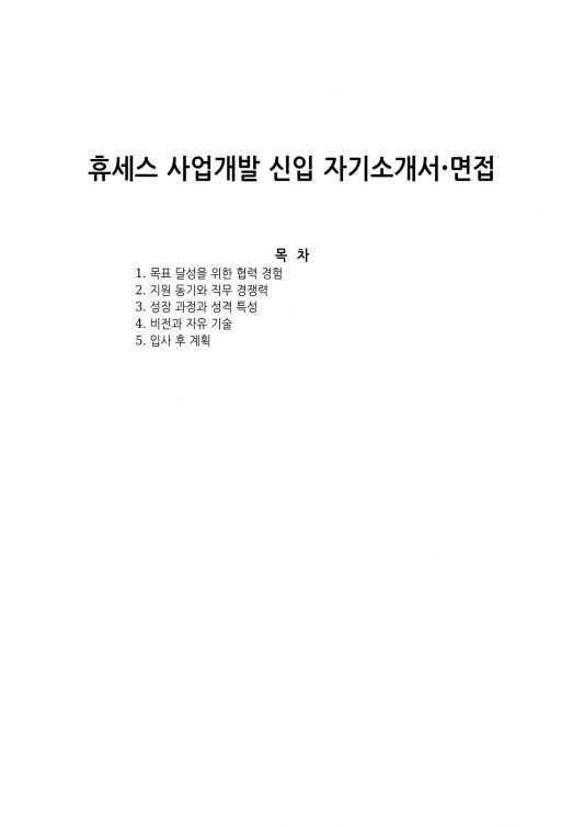 휴세스 사업개발 신입 자기소개서·면접