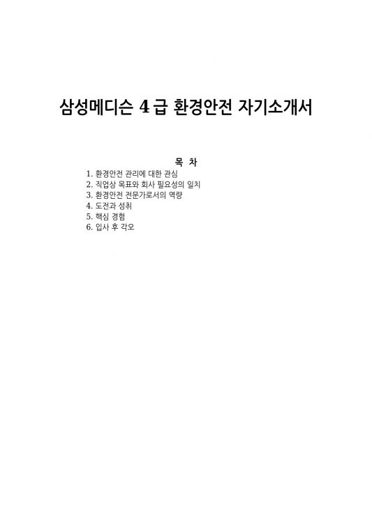 삼성메디슨 4급 환경안전 자기소개서