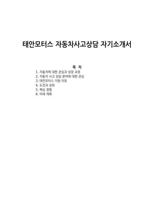 태안모터스 자동차사고상담 자기소개서