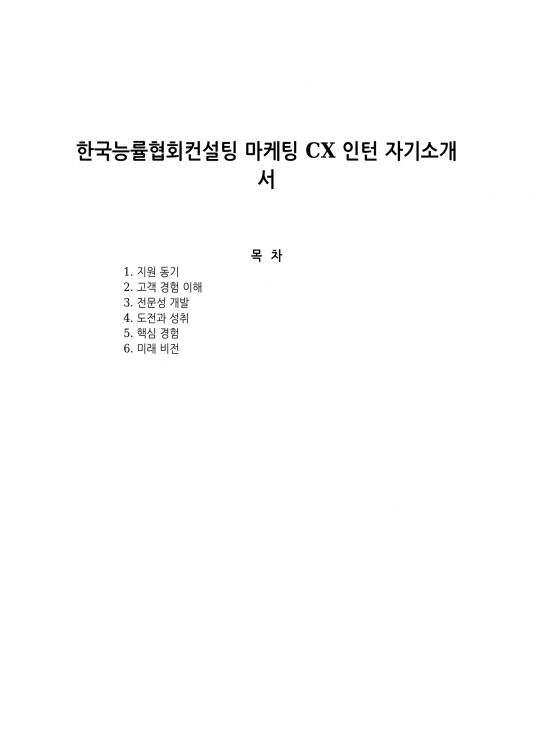 한국능률협회컨설팅 마케팅 CX 인턴 자기소개서