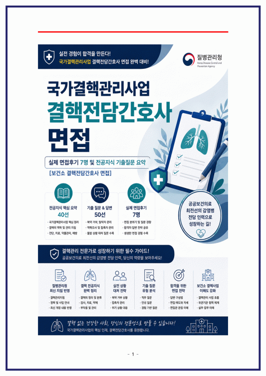 국가결핵관리사업 결핵전담간호사 실제 면접후기 7명 및 전공지식 기출질문 요약 [보건소 결핵전담간호사 면접]