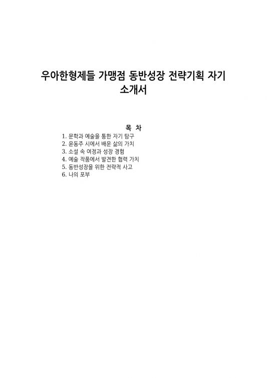 우아한형제들 가맹점 동반성장 전략기획 자기소개서