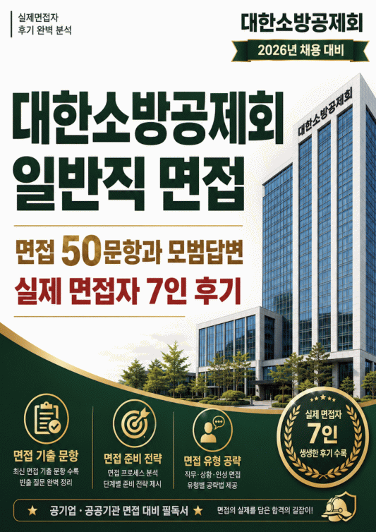 대한소방공제회 일반직 실제면접 후기] 대한소방공제회 일반직 신입 채용 면접 자료 (대한소방공제회 일반직 실전 면접 50문항 및 모범 답변과 대한소방공제회 일반직 면접 지원 7인의 생생한 후기)