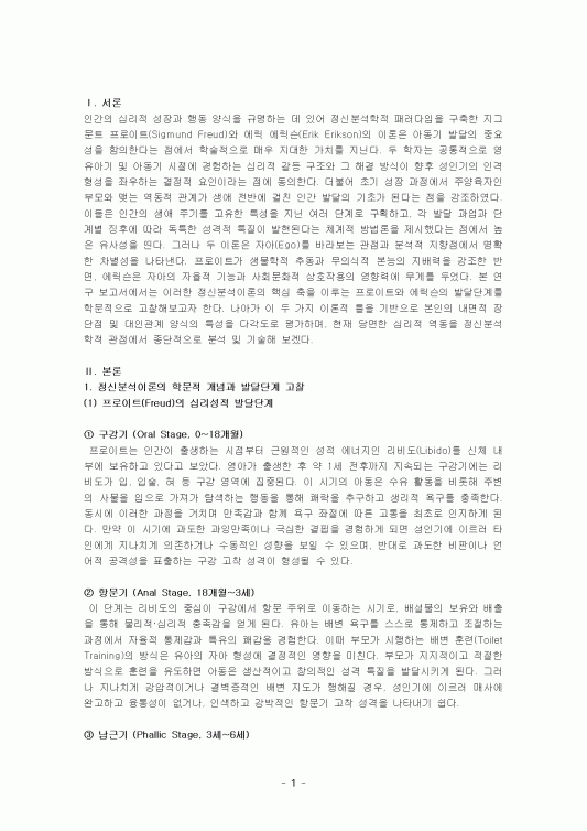 발달심리-인간발달의 이론 중 정신분석 이론을 설명하고, 그 이론을 적용하여 자신의 성격 및 대인관계를 분석하시오