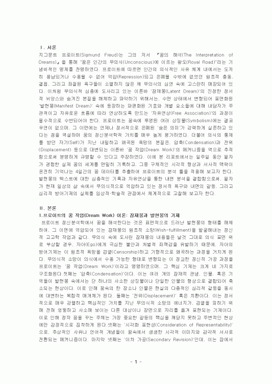 성격심리학-4주차에서 학습한 프로이트의 성격 평가 기법 중 꿈 분석을 직접 경험 해 봅시다