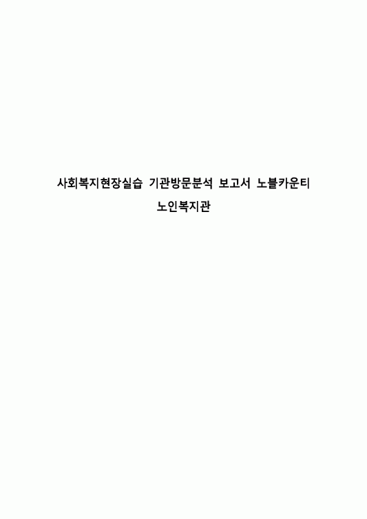 사회복지현장실습 기관방문분석 보고서 노블카운티 노인복지관