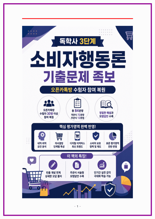 독학사 3단계 소비자행동론 기출문제 족보 (오픈카톡방 수험자 30명 참여 복원)