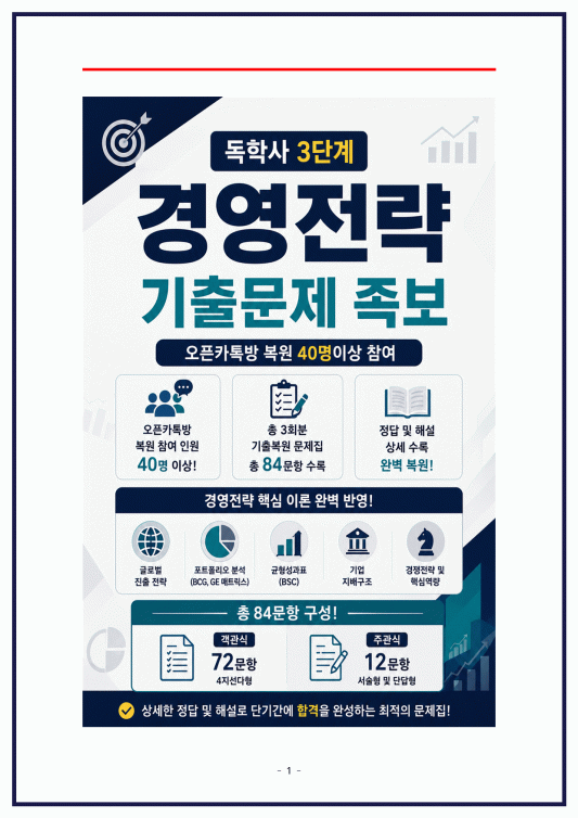 독학사 3단계 경영전략 기출문제 족보 (오픈카톡방 복원 40명이상 참여)
