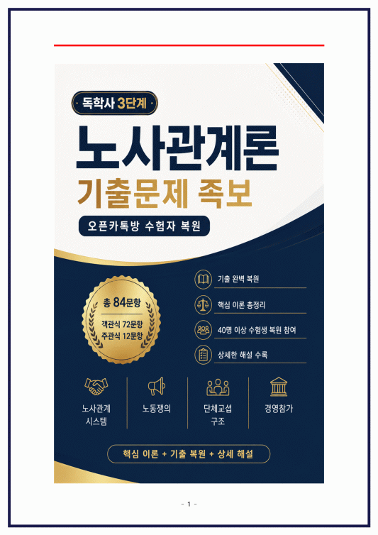 독학사 3단계 노사관계론 기출문제 족보 (오픈카톡방 수험자 40명 참여 복원)