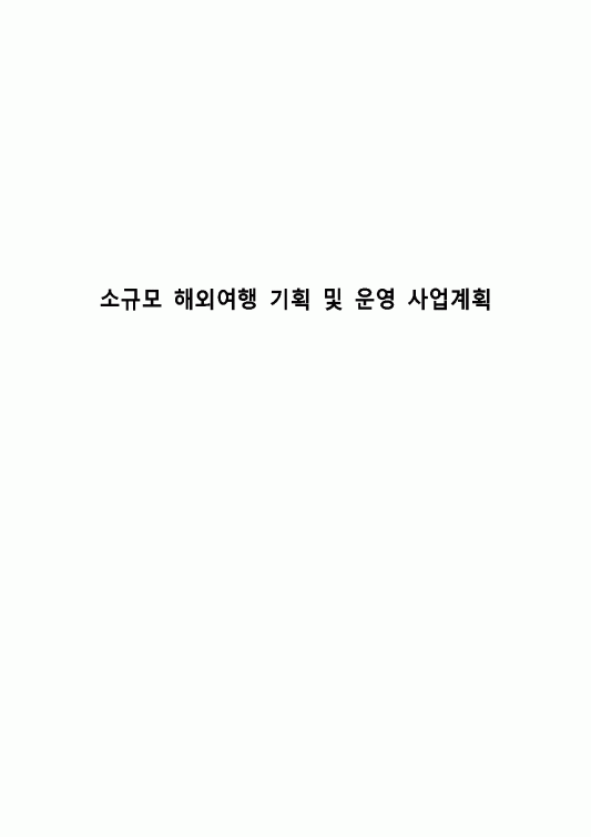 소규모 해외여행 기획 및 운영 사업계획