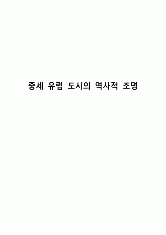 중세 유럽 도시의 역사적 조명
