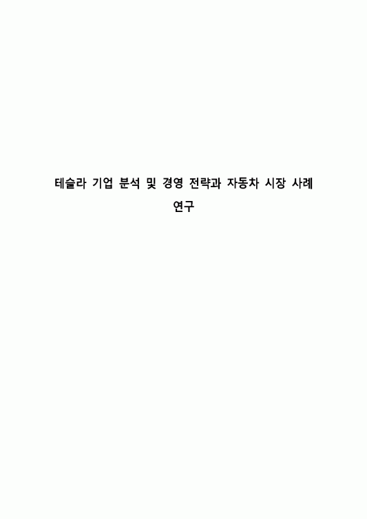 테슬라 기업 분석 및 경영 전략과 자동차 시장 사례 연구