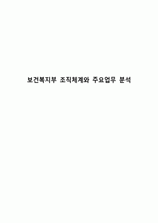 보건복지부 조직체계와 주요업무 분석