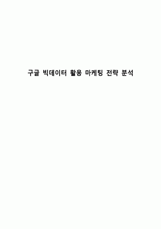 구글 빅데이터 활용 마케팅 전략 분석