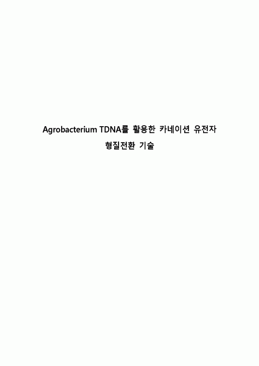 Agrobacterium TDNA를 활용한 카네이션 유전자 형질전환 기술