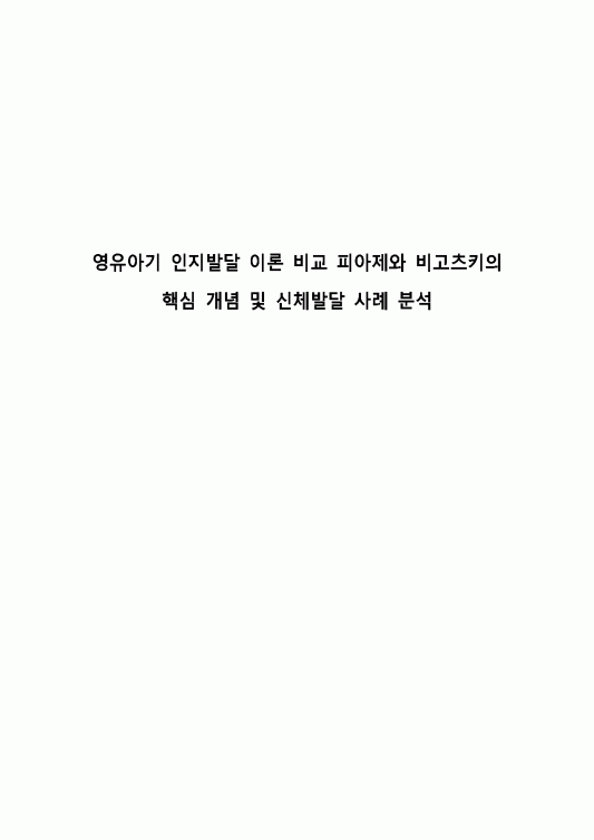 영유아기 인지발달 이론 비교 피아제와 비고츠키의 핵심 개념 및 신체발달 사례 분석