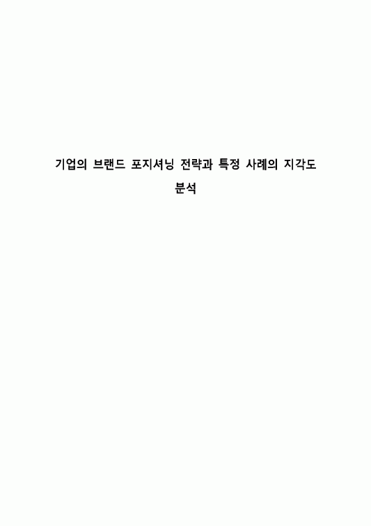 기업의 브랜드 포지셔닝 전략과 특정 사례의 지각도 분석
