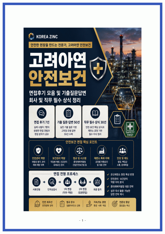 2026 고려아연 안전보건 상세한 면접후기 모음 및 기출질문답변, 회사 및 직무 필수 상식 정리