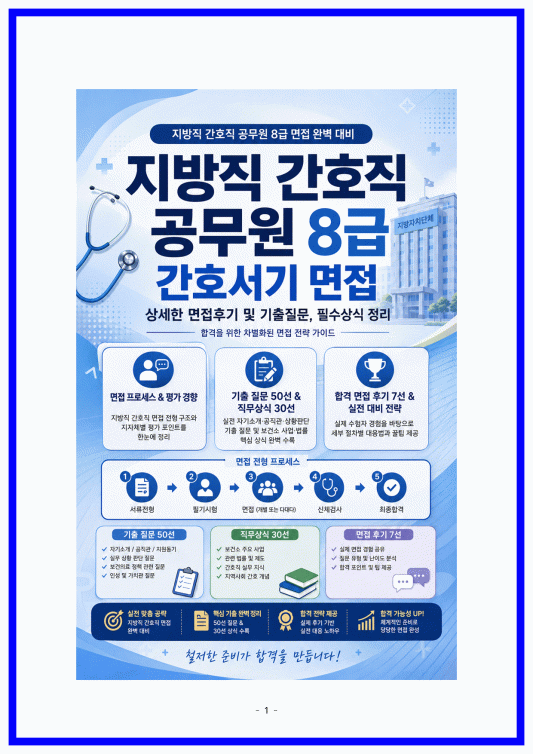 2026 지방직 간호직 공무원 8급 상세한 면접후기 및 기출질문, 필수상식 정리 [8급 간호서기 면접]