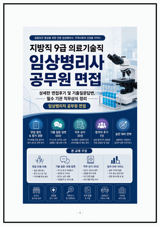 지방직 9급 의료기술직 임상병리사 공무원 상세한 면접후기 및 기출질문답변, 필수 직무상식 정리 [임상병리직 공무원 면접]