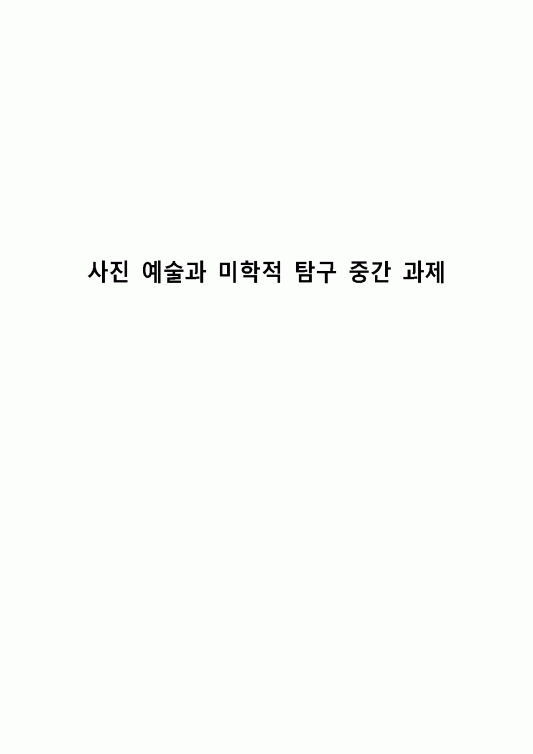 사진 예술과 미학적 탐구 중간 과제