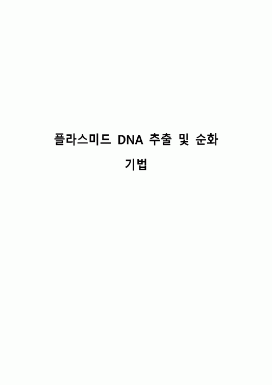 플라스미드 DNA 추출 및 순화 기법