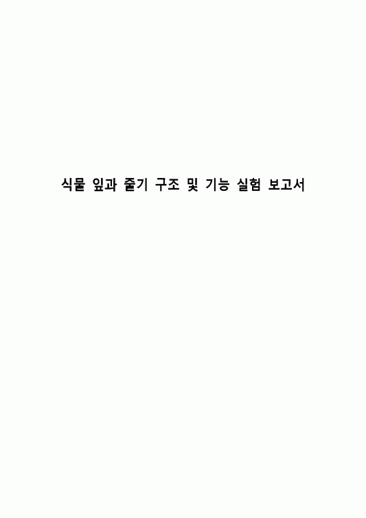 식물 잎과 줄기 구조 및 기능 실험 보고서